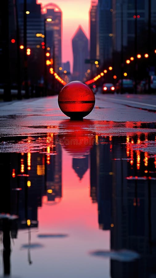 A Puddle of Water on a City Street. Generative AI Image. Stock ...