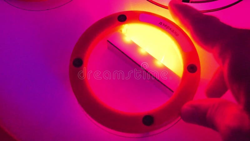 Reflection and Refraction of Laser Beams from Mirror. Hand Rotates ...