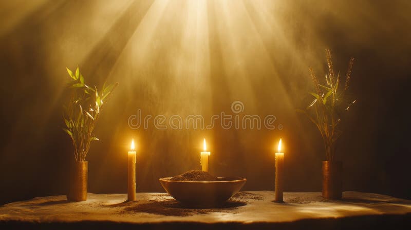 Reflection and Reverence at Ash Wednesday Altar with Candles and Ashes ...