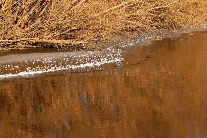 Freezing river stock image. Image of reflections, winter - 163699955