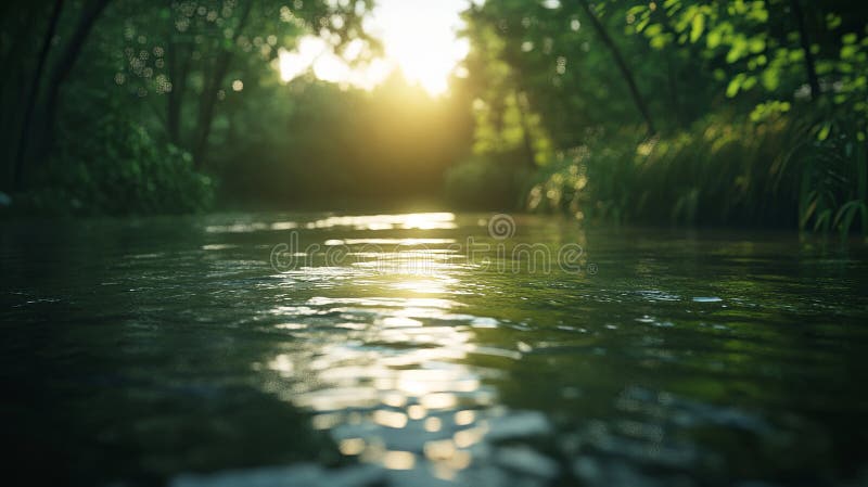 Reflection in River, Realistic, Cinematic Light, Sharp Focus. Stock ...