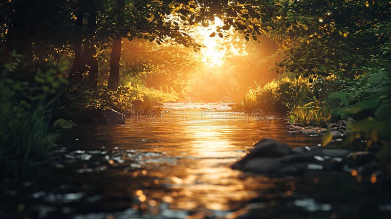 Reflection in River, Realistic, Cinematic Light, Sharp Focus. Stock ...