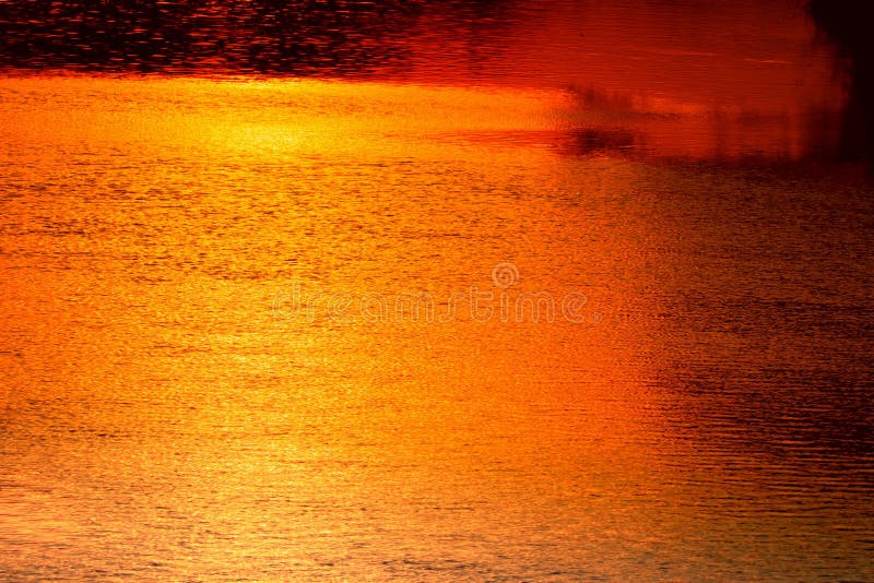 Reflection River and Shadow Tree in Water Beautiful Sunset Nature Stock ...