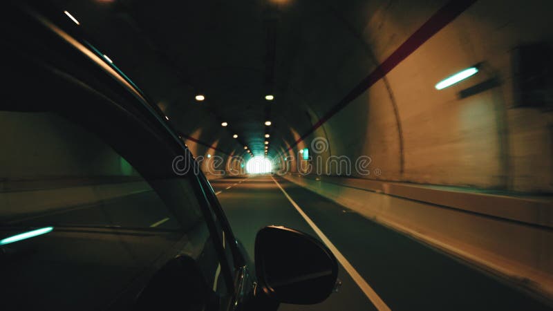 Reflection of a Road Tunnel Lights in a Car Window Stock Footage ...