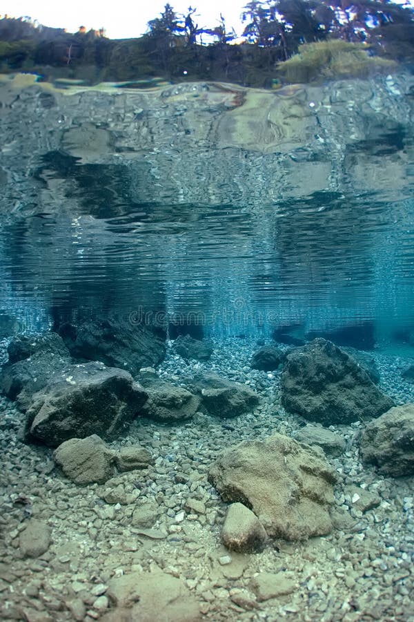Reflection of Rocks Underwater in Lake. Stock Photo - Image of clear ...