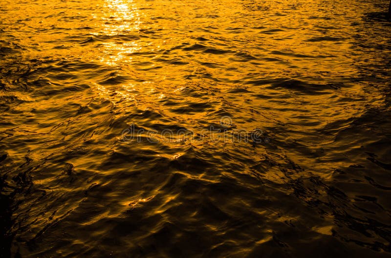 Reflection and Rough Wave on the Sea at Sunset Stock Photo - Image of ...