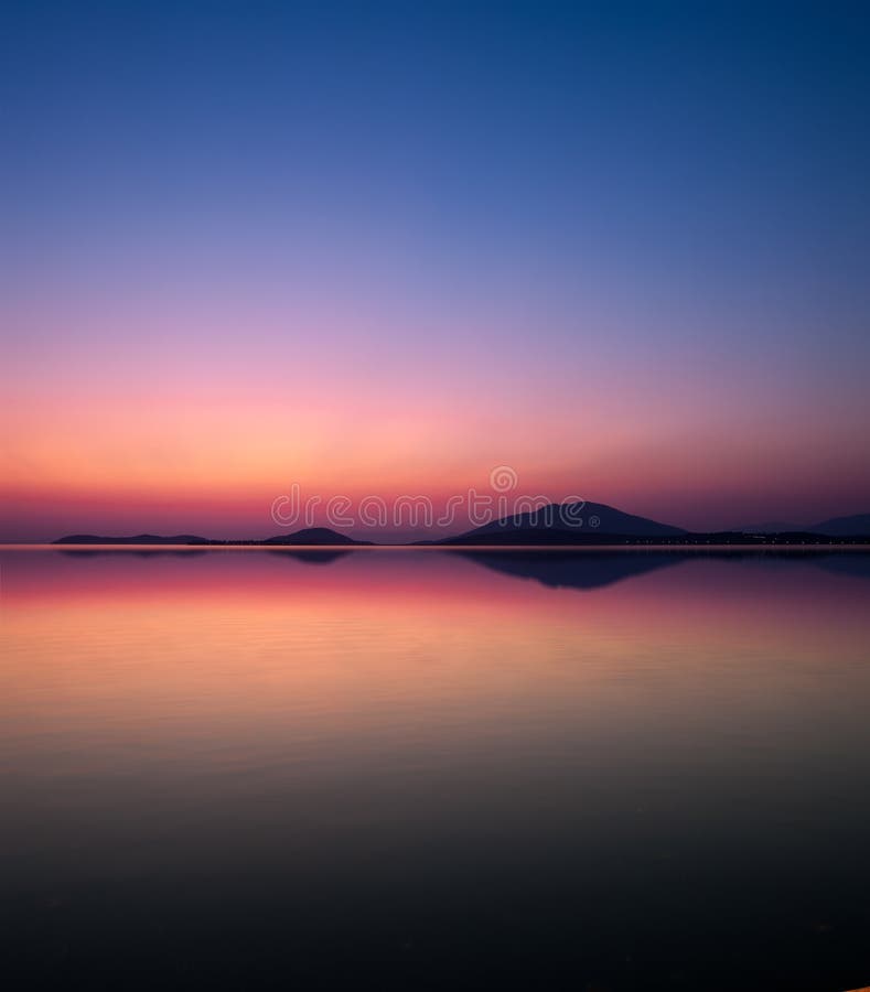 Reflection Seascape at Twilight Stock Photo - Image of nightfall ...