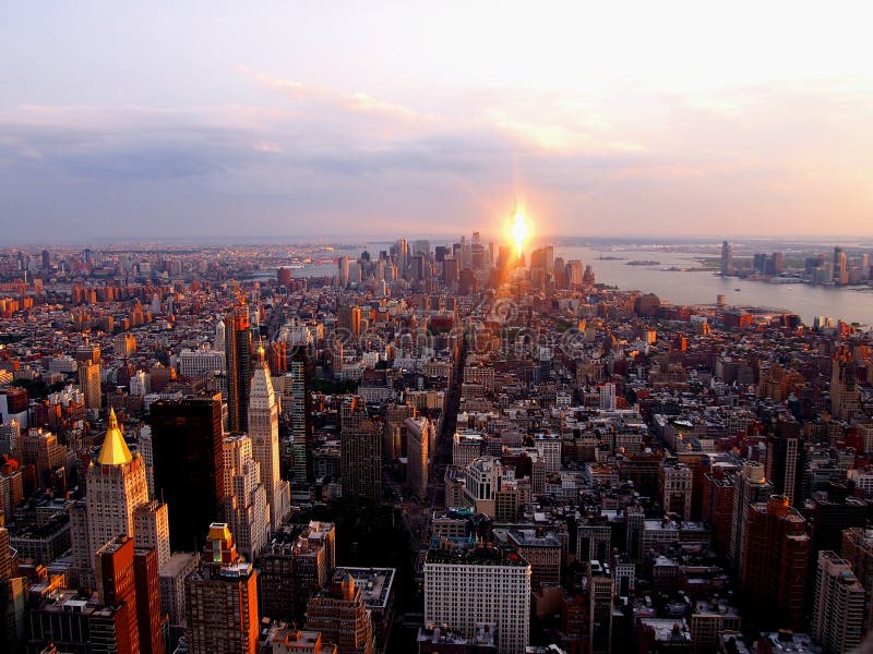 Sunset over Manhattan stock photo. Image of manhattan - 135005574