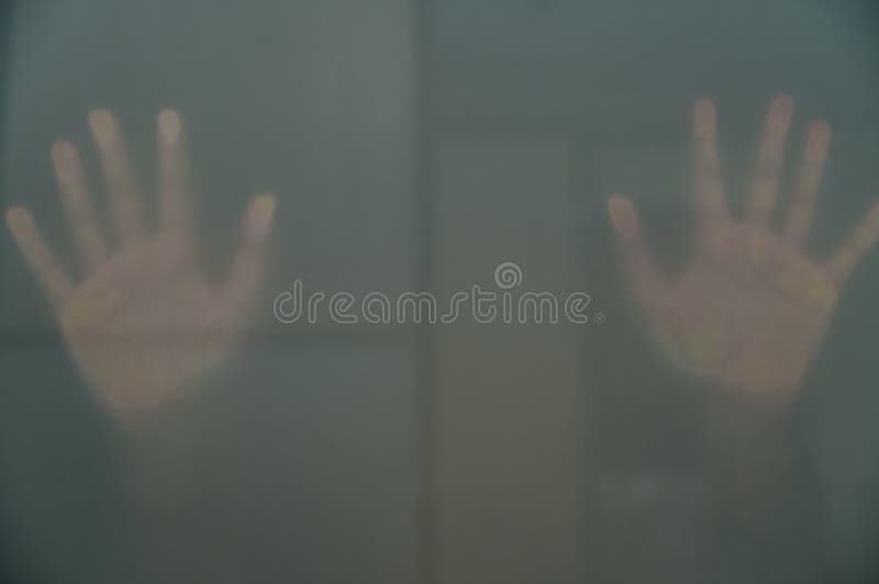 Reflection of Shadows of Children Hands on Frosted Glass, Blur Stock ...