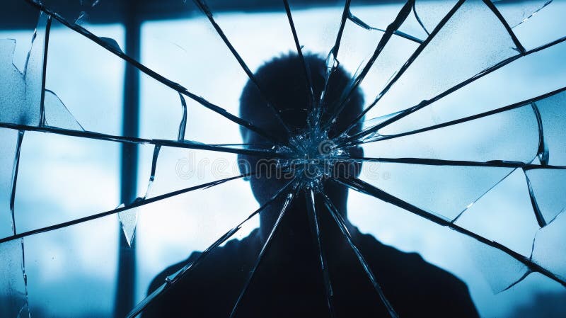 Reflection through Shattered Glass in Dim Light Stock Illustration ...