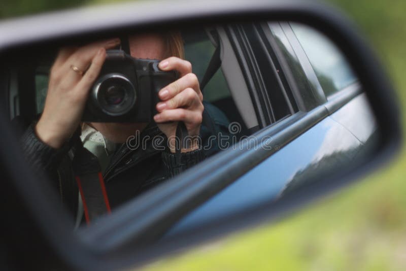 Reflection with camera stock photo. Image of rearview - 168633658