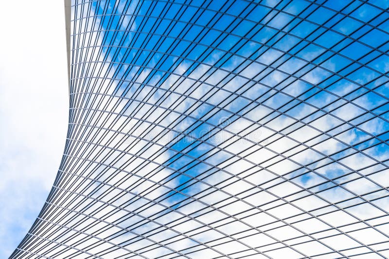 Reflection of Sky and Clouds in Glass Spiral, Wave with Bend Facade ...