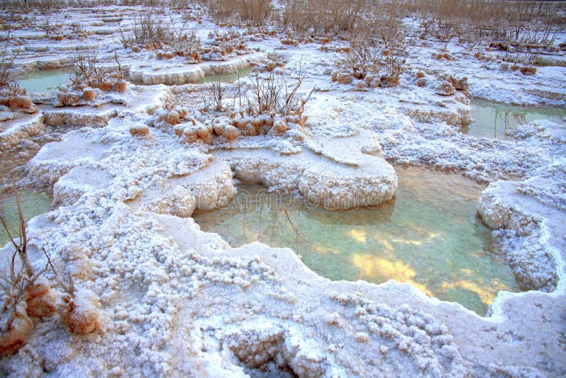 Reflection of the Sky and Clouds in the Water of the Dead Sea and on ...
