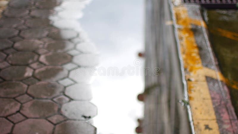 Reflection of the Sky and Houses in a Puddle Stock Video - Video of ...