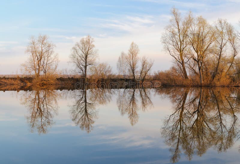 The Reflection of Sky and Trees from the Opposite Bank in the River ...