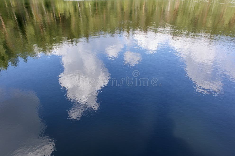 .the Reflection of the Sky and Trees in the Water, Creating an Abstract ...