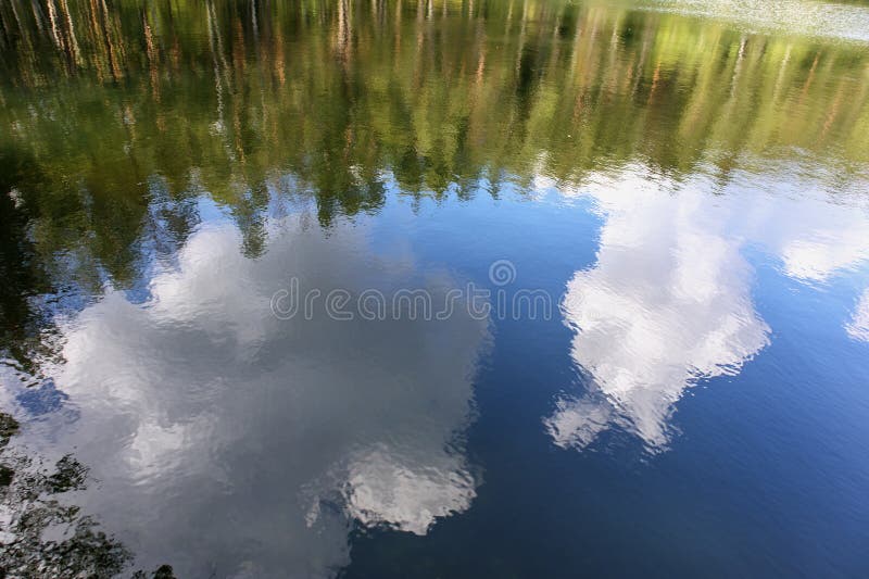 .the Reflection of the Sky and Trees in the Water, Creating an Abstract ...