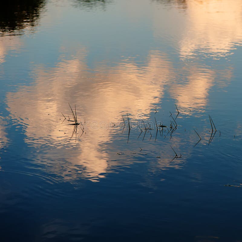Reflection of the Sky in the Waves on the Surface of the Water in the ...