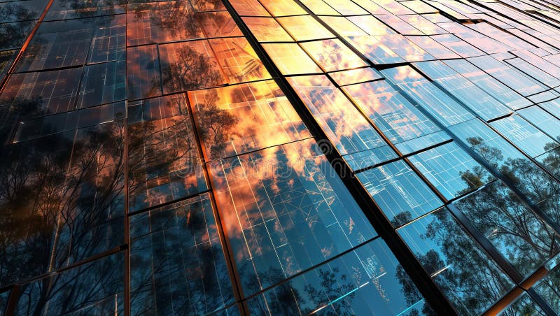 Reflection of Sky in Windows of Modern Office Building. 3d Rendering ...