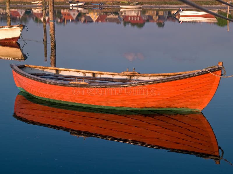 Reflection of a Small Dinghy Dory Boat Stock Photo - Image of dinghy ...