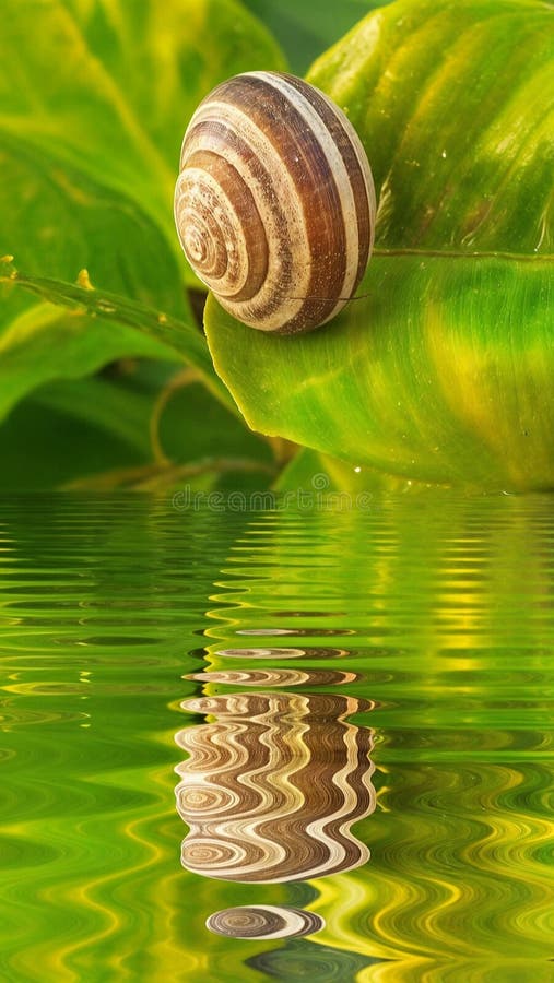 Reflection of a Snail in the Water Stock Image - Image of tree, slow ...