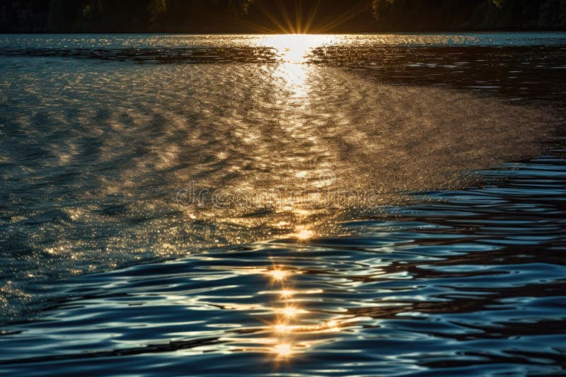 Reflection of Sparkling Light on the Waves of a Lake Stock Illustration ...