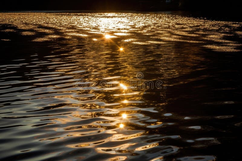 Reflection of Sparkling Light on the Waves of a Lake Stock Illustration ...