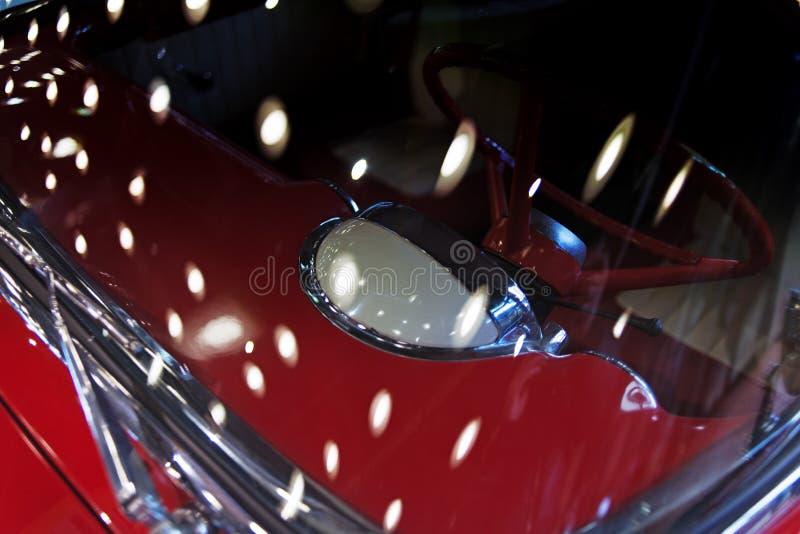 Reflection of Spot Lights O a Classic Car Hood Stock Photo - Image of ...