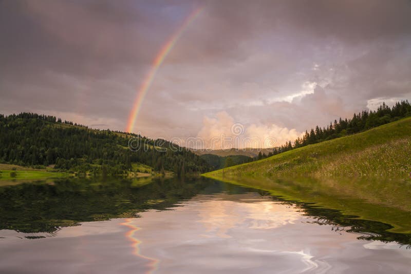 Reflection Spring Landscape in the Water. Stock Image - Image of ...