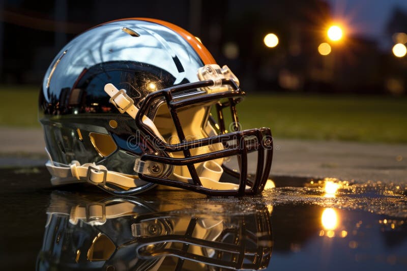 Reflection of Stadium Lights on a Shiny Football Helmet Stock Image ...