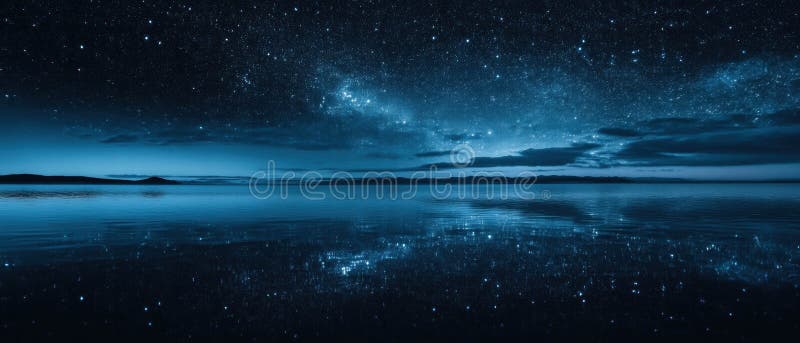 Reflection Starry Night Sky Empty Black Bottom Pool Stock Photos - Free ...
