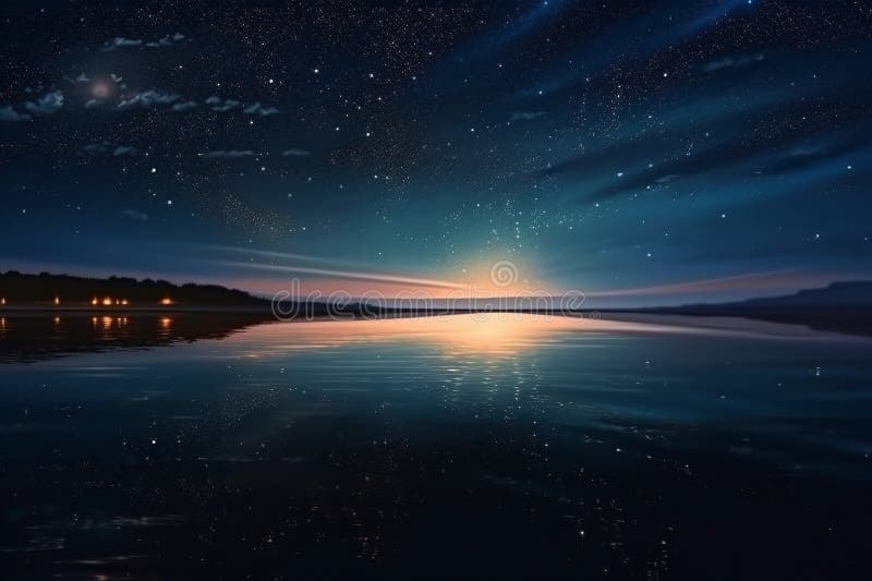 Reflection of the Starry Sky on the Sea Surface. AI Generated Stock ...