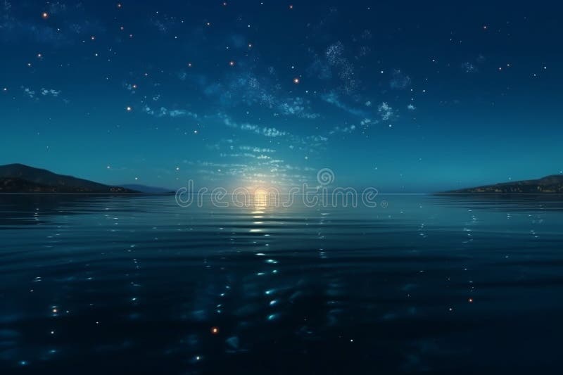 Reflection of the Starry Sky on the Sea Surface. AI Generated Stock ...