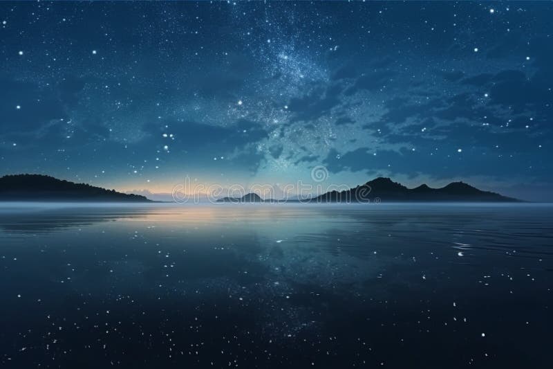 Reflection of the Starry Sky on the Sea Surface. AI Generated Stock ...