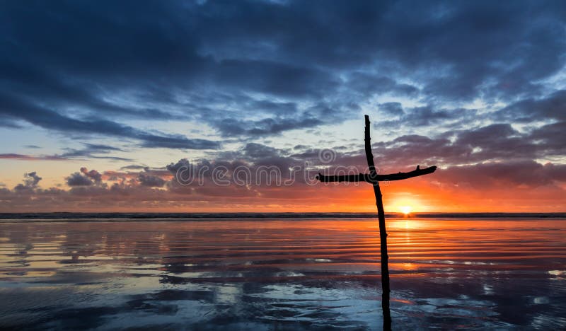 Reflection Stick Cross Salvation Stock Image - Image of reflection ...