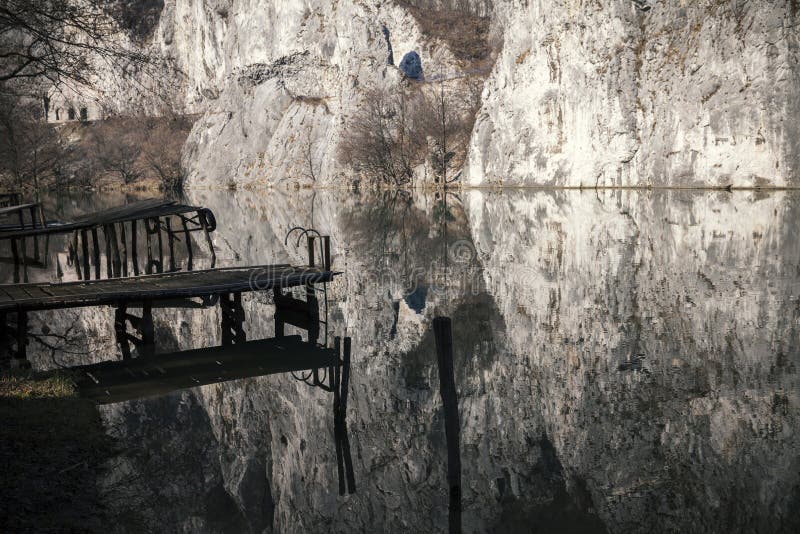 Reflection Stone Walls in the Water Stock Image - Image of stone ...