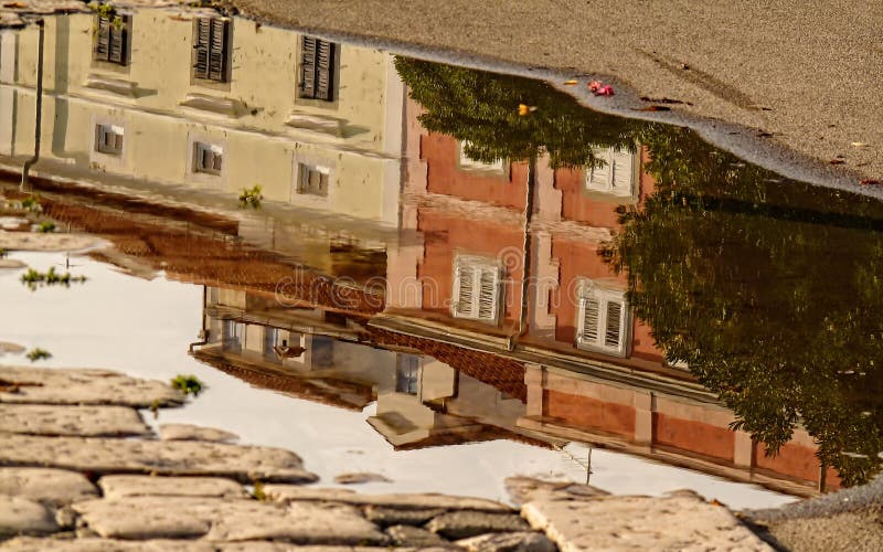 Reflection on the street stock photo. Image of water - 115180436