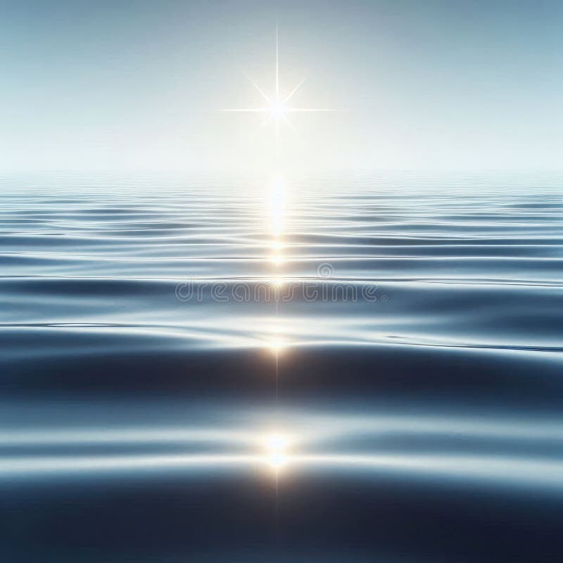 Reflection of the Sun on a Calm Water Surface. Space for Text. Stock ...