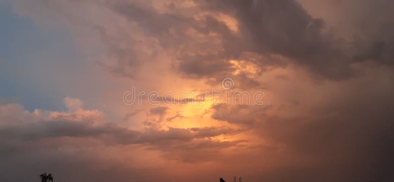 Reflection of Sun in Dramatic Clouds in the Sky Stock Photo - Image of ...