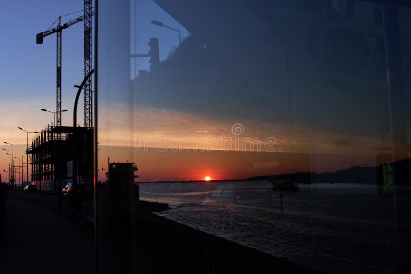 Reflection of the Sun in Glass Sunset Stock Image - Image of dusk ...
