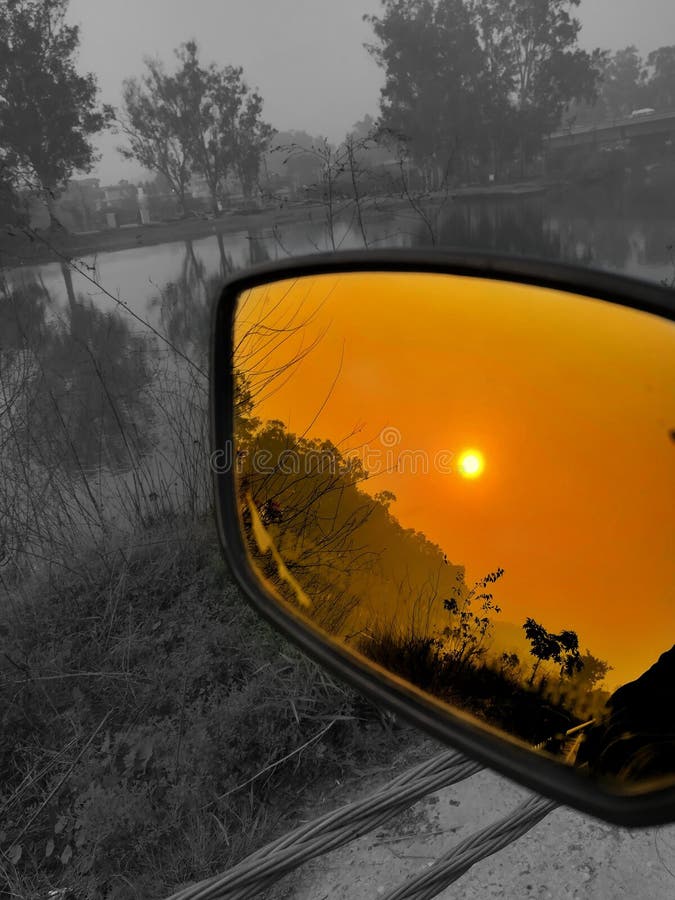 Reflection of Sun in Mirror Stock Image - Image of vehicle, glass ...