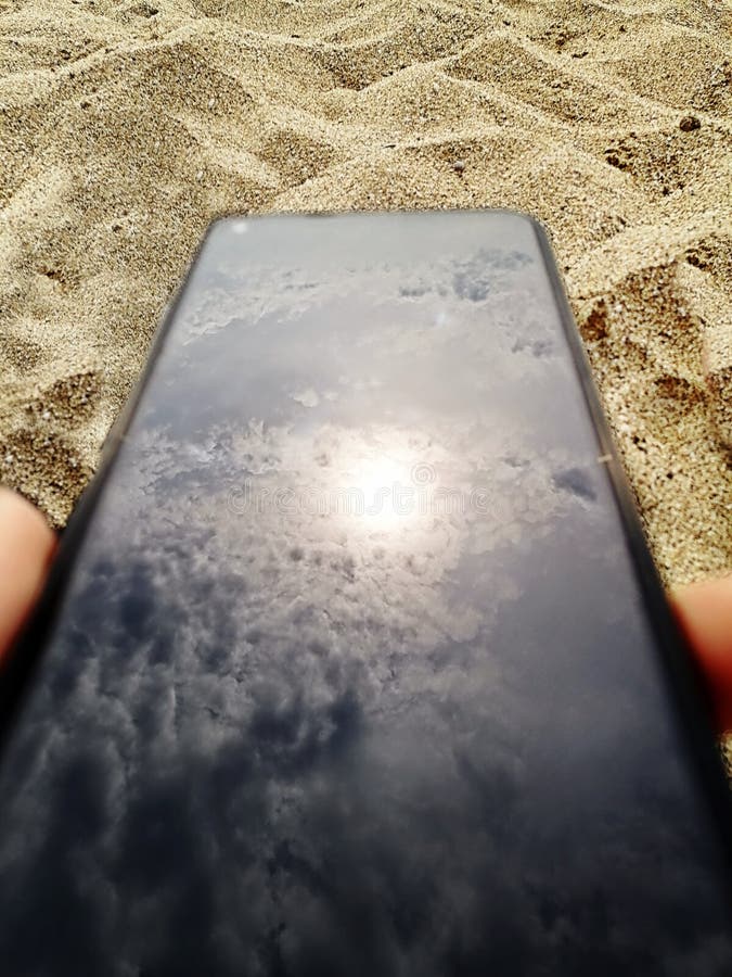 Reflection of the Sun on the Phone Screen Stock Image - Image of screen ...