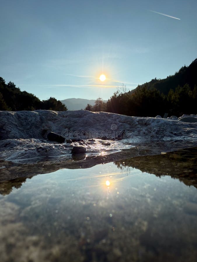 The Reflection of the Sun in the Water Stock Image - Image of blue ...