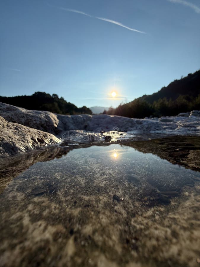 The Reflection of the Sun in the Water Stock Image - Image of summer ...