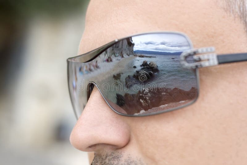 A Reflection in the Sunglasses Stock Image - Image of metallic ...