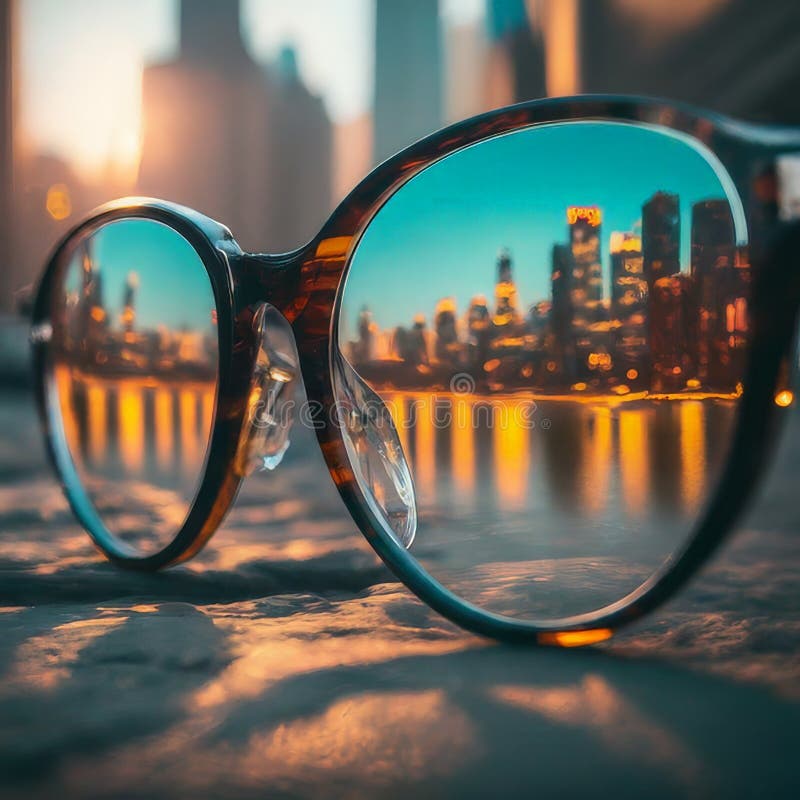 Reflection of Sunglasses on the Table Stock Illustration - Illustration ...