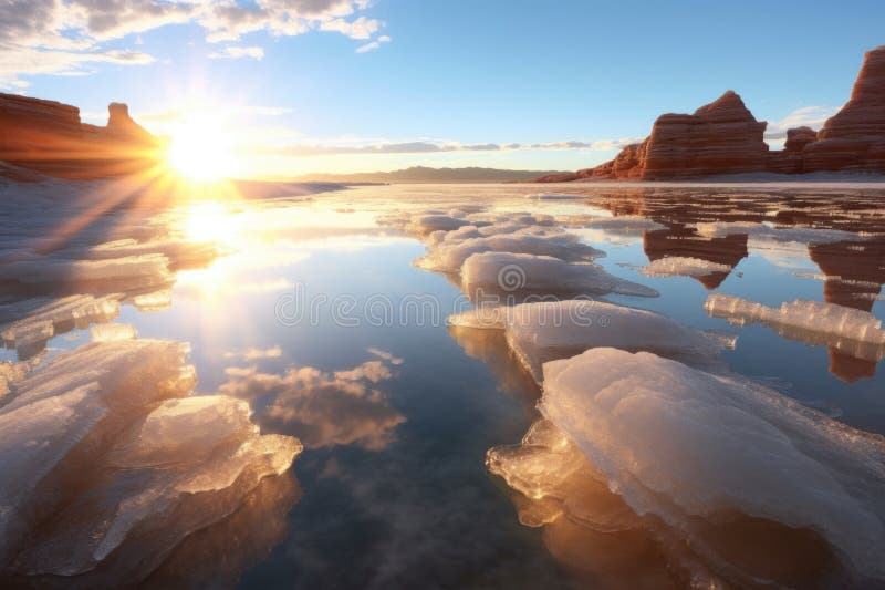 Reflection of Sunlight on Crystallized Salt Plains Stock Image - Image ...