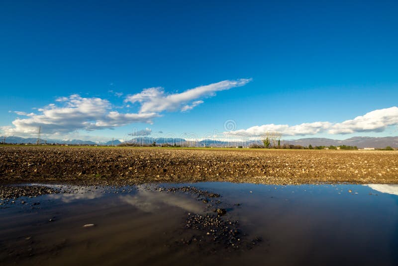 Reflection of Sunny Afternoon in the Puddle Stock Image - Image of ...