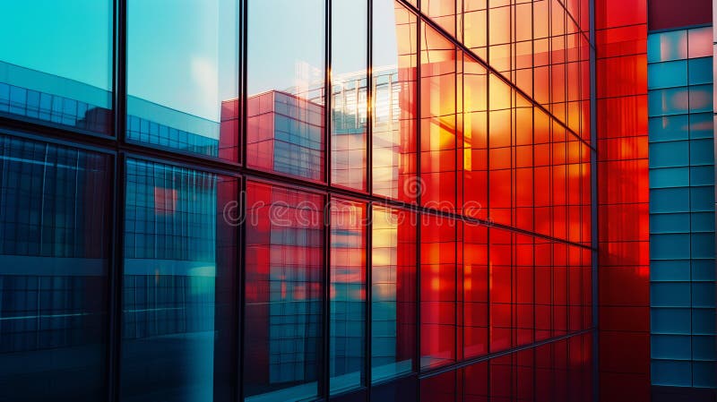 Reflection of the Sunset on the Office Window Stock Image - Image of ...