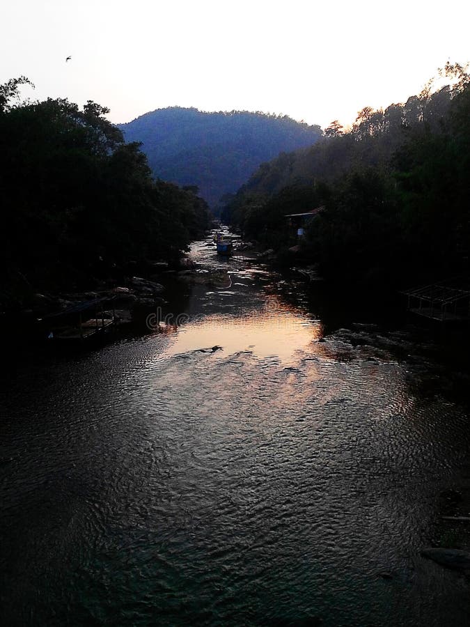 Reflection sunset in river stock photo. Image of reflection - 53936370